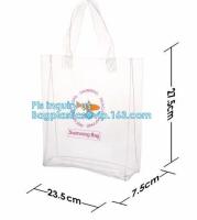 China fashion pvc mirror vinyl shopping bag with printing, Recyclable Durable Clear PVC Shopping Bag with Button Closure, tote for sale