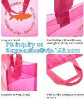 China fashion pvc mirror vinyl shopping bag with printing, Recyclable Durable Clear PVC Shopping Bag with Button Closure, tote for sale