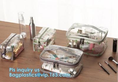China Travel Organizer Mini Cosmetics Clear Pvc Zipper Bag With Handles, vinyl pvc travel cosmetic packaging bag with zipper, for sale