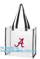 China Promo PVC Plastic Shopping Handle Bag, Handling clear pvc blanket bags, handle reusable clear vinyl pvc cosmetic bags fo for sale