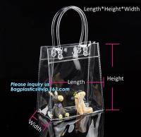 China Customized PP/PVC/PETclear plastic gift bag, Reusable Single bottle wine bag Pvc wine bottle gift bag, plastic transpare for sale