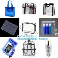 China Waterproof customized folding pvc bag clear cosmetic bag with zipper, custom logo print shopping pvc plastic bag, tote for sale