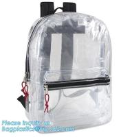 China High School Pvc Backpack Bag In Bag In America With Cosmetic Bag, Clear pvc backpack, clear plastic bags, clear backpack for sale