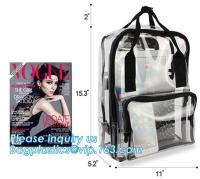 China High School Pvc Backpack Bag In Bag In America With Cosmetic Bag, Clear pvc backpack, clear plastic bags, clear backpack for sale