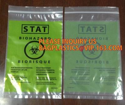 China printing plastic biohazard PE Zipper Specimen Bags, Zip Top Biohazard Bags, Bio Harzard Specimen Bags/Medical Waste Bioh for sale