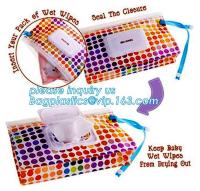 China reusable baby tissue pouch plastic EVA travel wet wipe container bag, UV Printed Zip Top Travel Plastic EVA Baby Tissue for sale