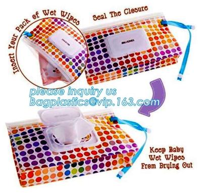 China Promotion reusable k travel plastic EVA baby tissue wet wipes bag with lid, Eco-friendly plastic colorful wet tiss for sale