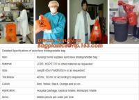 China LDPE drawstring type biohazard waste garbage bag, HDPE drawstring type biohazard waste garbage bag, isolation infectious for sale