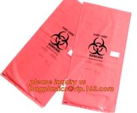 China Durable plastic Biohazard Bags for medical waste, biohazard specimen transport poly bag, hazardous waste yellow plastic for sale
