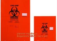 China Durable plastic Biohazard Bags for medical waste, biohazard specimen transport poly bag, hazardous waste yellow plastic for sale