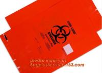 China Durable plastic Biohazard Bags for medical waste, biohazard specimen transport poly bag, hazardous waste yellow plastic for sale
