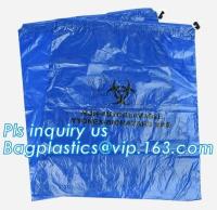 China Disposable biohazard infectious plastic drawstring medical waste bag, Promotional mini biohazard drawstring packaging ba for sale
