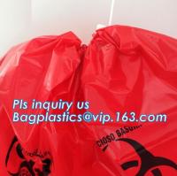 China Disposable biohazard infectious plastic drawstring medical waste bag, Promotional mini biohazard drawstring packaging ba for sale