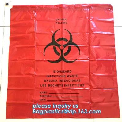 China Yellow with black biohazard logo plastic drawstring trash bag, High quality Useful Trash Bag with Drawstring, BAGEASE for sale