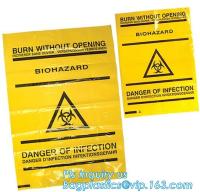 China Adhensive tape bag, self seal bagsYellow/red/black biohazard infectious/medical waste bag/liner with drawcord/drawstring for sale