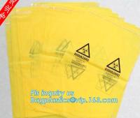 China Adhensive tape bag, self seal bagsYellow/red/black biohazard infectious/medical waste bag/liner with drawcord/drawstring for sale