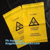 China Adhensive tape bag, self seal bagsYellow/red/black biohazard infectious/medical waste bag/liner with drawcord/drawstring for sale