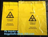 China Adhensive tape bag, self seal bagsYellow/red/black biohazard infectious/medical waste bag/liner with drawcord/drawstring for sale