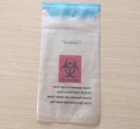 China printing self adhesive biohazard waste bag, autoclave biohazard specimen transport bag, Medical Biohazard Plastic Poly B for sale