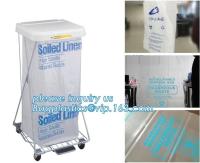 China 60 micron clear LDPE plastic cotton draw string garbage biohazard bag, Custom printed compostable flat on roll trash bag for sale