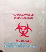China 60 micron clear LDPE plastic cotton draw string garbage biohazard bag, Custom printed compostable flat on roll trash bag for sale