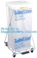 China 60 micron clear LDPE plastic cotton draw string garbage biohazard bag, Custom printed compostable flat on roll trash bag for sale