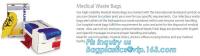 China Colored medical waste bags biohazard garbage plastic bags on roll with warning logo, Flat top recycling colored biohazar for sale