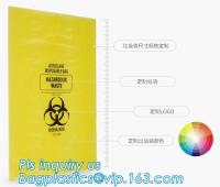 China HDPE materials yellow color disposable plastic medical biohazard bag, Autoclavable Polypropylene Bags with Message, pac for sale