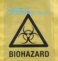 China biohazard plastic waste bags clinical disposal bags in yellow color, heavy duty red medical biohazard garbage trash bags for sale