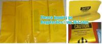China industry waste clear asbestos bags, Sell clear plastic asbestos rubbish bags with red printing, Strong LDPE Material Asb for sale