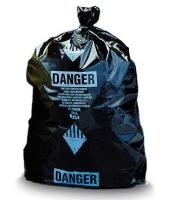 China 32 x 48 6 Mil Printed Yellow Black Asbestos Bags, factory manufacturing Industrial heavy duty clear plastic asbestos tra for sale