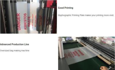 China Clear polyethylene disposal bags for asbestos fiber, asbestos bags with black character printing, polyethylene disposal for sale