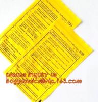 China biohazard specimen k bag with pocket, recycled custom printed ldpe 3 layers specimen bag k bag, pac, pacrite for sale
