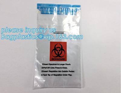 China Ecofriendly Lab Use Plastic 3 Walls Biohazard Pathology Specimen Bag, Plastic Printed LDPE biohazard clear specimen bag for sale