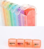 China Customized logo Hot sales colorful plastic pill box,7 day pill box,192g vitamin box 9.5*6*3.5cm, Round Pill Box with Mir for sale