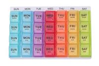 China 28 compartment one weekly plastic pill container, Fancy 7 day clear plastic detachable drugs box 4 doses daily, PILL for sale