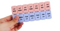 China 7 day plastic pill containers 7 compartment drugs organizer box, Cute detachable plastic pill containers 7 compartment for sale