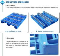 China Light weight one time plastic pallets for transport and storage, Heavy duty cross bottom plastic pallet with 6 runners for sale