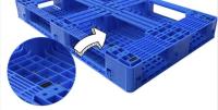 China Light weight one time plastic pallets for transport and storage, Heavy duty cross bottom plastic pallet with 6 runners for sale