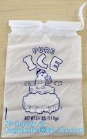 China ECO FRIENDLY ICE PACK BAGS, ECO GREEN PACKAGING, BIO ICE BAG, disposable drawstring top crystal clear ice plastic bag, for sale