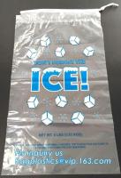 China ECO FRIENDLY ICE PACK BAGS, ECO GREEN PACKAGING, BIO ICE BAG, disposable drawstring top crystal clear ice plastic bag, for sale