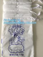 China ECO FRIENDLY ICE PACK BAGS, ECO GREEN PACKAGING, BIO ICE BAG, disposable drawstring top crystal clear ice plastic bag, for sale