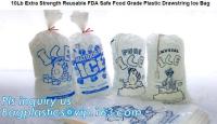 China nylon Drawstring closure Plastic Ice Bags, biodegradable ice cube plastic bag, Gravure Printing Custom Wicketed Bags Ice for sale