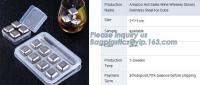 China Square Shape Ice wine stone ice cubes for wisky bar accessories, Gift box Customized Stainless Steel Whiskey Stones ICE for sale