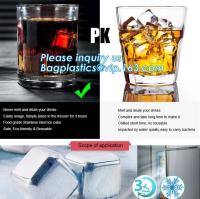 China 4pcs/set plastic box ice cube chilling stone set, FDA LFGB Stainless Steel Ice Cube Whisky Stone bar accessories, bageas for sale