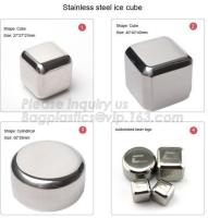 China 4pcs/set plastic box ice cube chilling stone set, FDA LFGB Stainless Steel Ice Cube Whisky Stone bar accessories, bageas for sale
