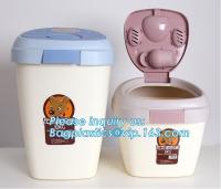 China gift pet food container with flap lid, Square Pet Food Large Container / Animal Metal Food Seed Storage Bin, bagplastics for sale