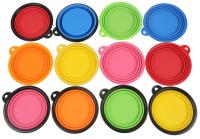 China Wholesale Silicone Portable Food Grade Unbreakable Stocked Colorful Collapsible Pet Dog Bowl With Hook, Portable Foldabl for sale