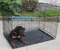China Scratch Resistant and Bite Resistant Bold Foldable Pet Wire Dog Kennels Cages, Folding Steel Dog Cages With Plastic Tray for sale