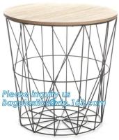 China Commercial use stylish marble top metal wire square coffee table, Steel wire coffee table, high end solid wood table top for sale